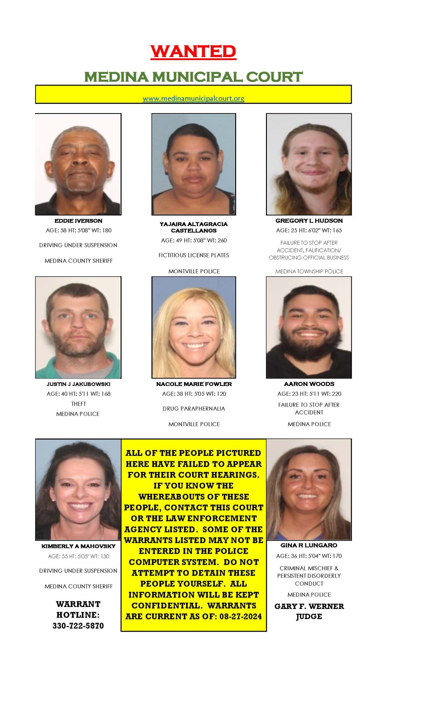 Medina Municipal Court | Most Wanted - Feb 2024